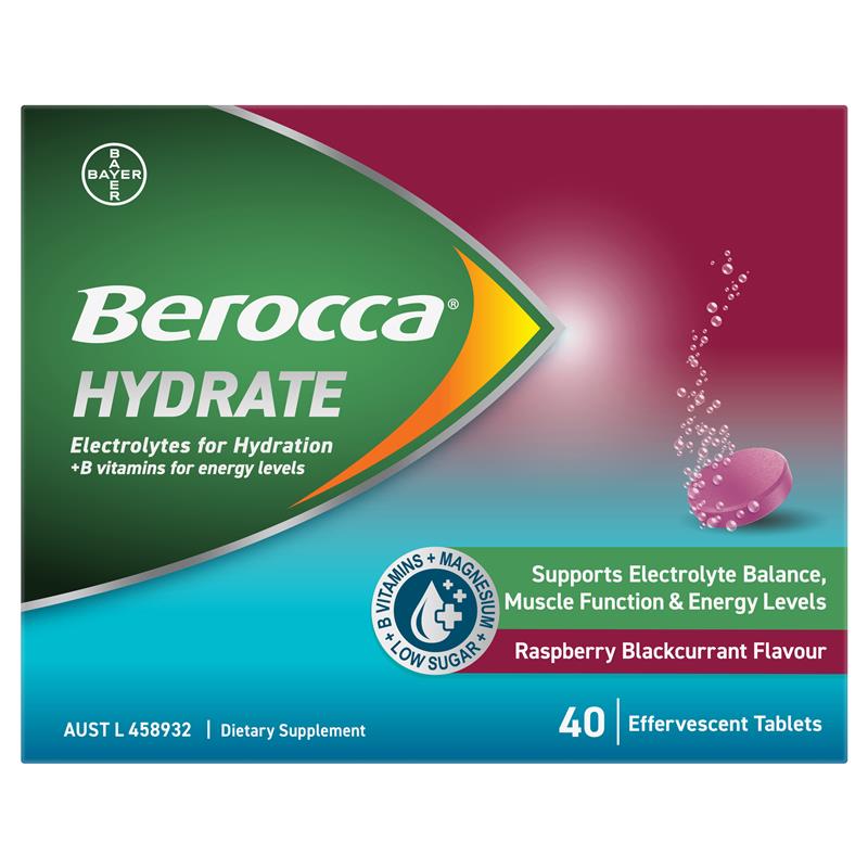 Buy Berocca Hydrate Raspberry Blackcurrant 40 Effervescent Tablets ...