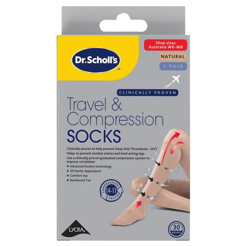 Buy Dr.Scholl's Travel & Compression Socks Natural Medium Online at ...