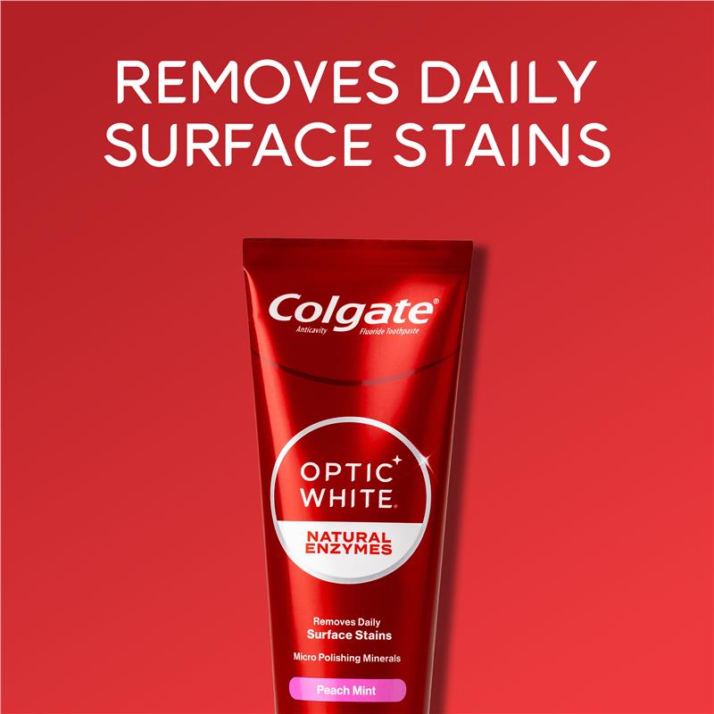 Buy Colgate Toothpaste Optic White Natural Enzymes Peach Mint 100g ...