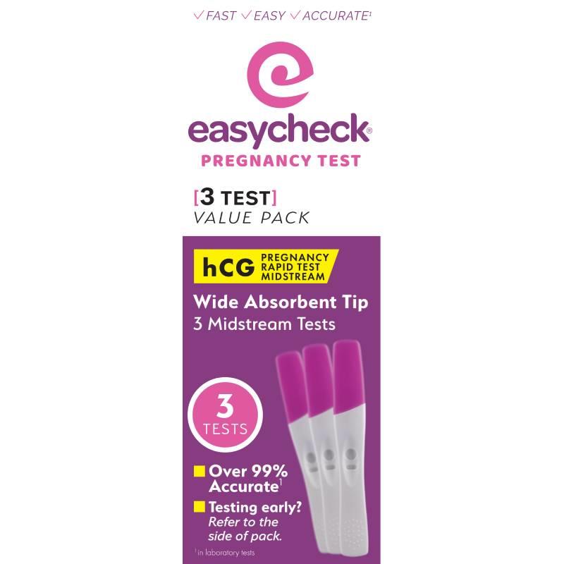 Buy EasyCheck Pregnancy Test Midstream 3 Pack Online at Chemist Warehouse®