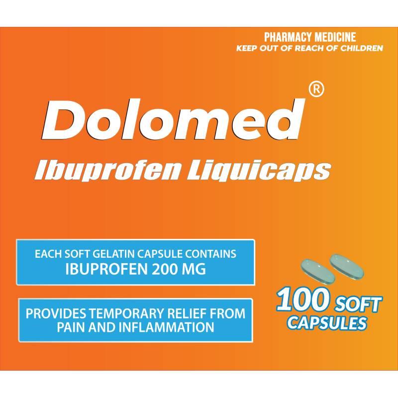 Buy Dolomed Ibuprofen Liquicaps 200mg 100 Capsules Online at Chemist ...