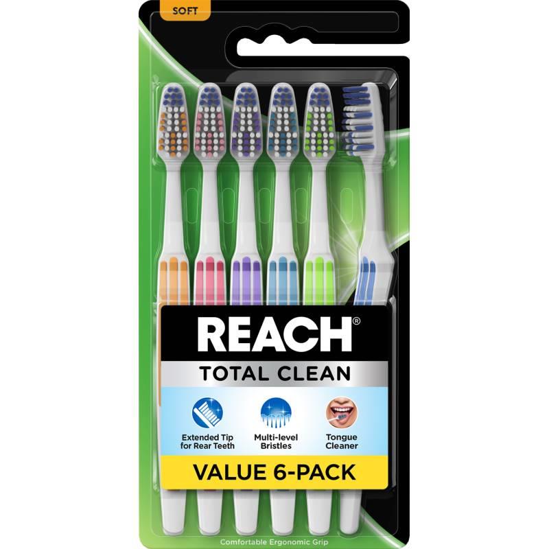 Buy Reach Total Clean Toothbrush Soft 6 Pack Online at Chemist Warehouse®