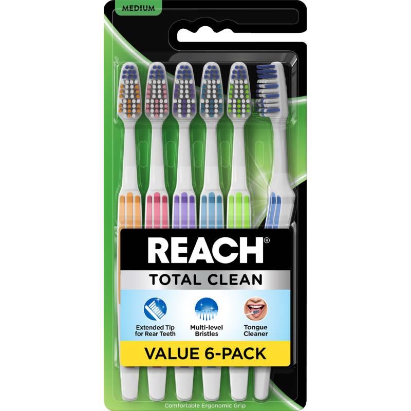 Buy Reach Total Clean Toothbrush Medium 6 Pack Online at Chemist Warehouse®