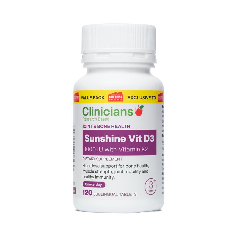 Buy Clinicians Sunshine Vitamin D3 120 Tablets Exclusive Online at ...