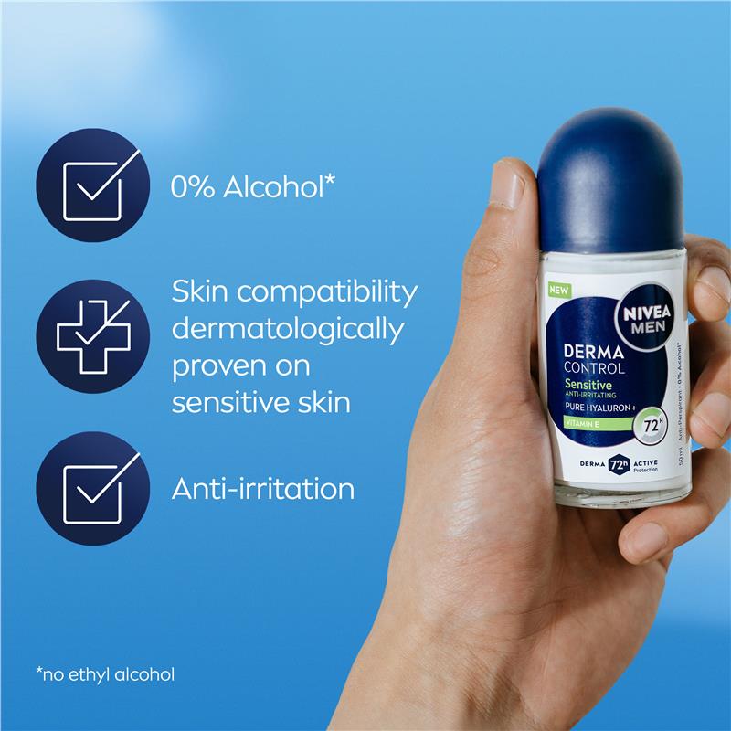 Buy Nivea Men Deodorant Roll On Derma Control Sensitive 72H 50ml Online ...