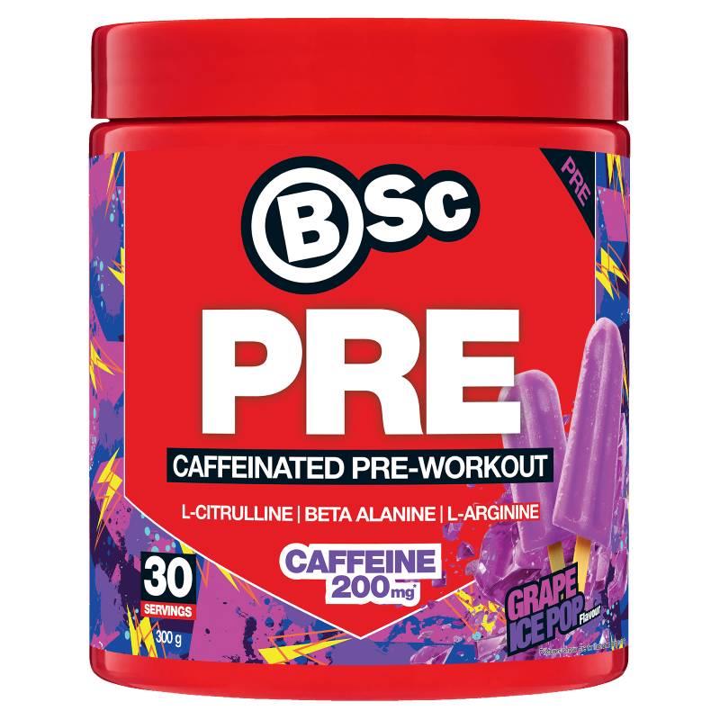 Buy BSc PRE Caffeinated Pre-Workout Grape Ice Pop 300g Online at ...