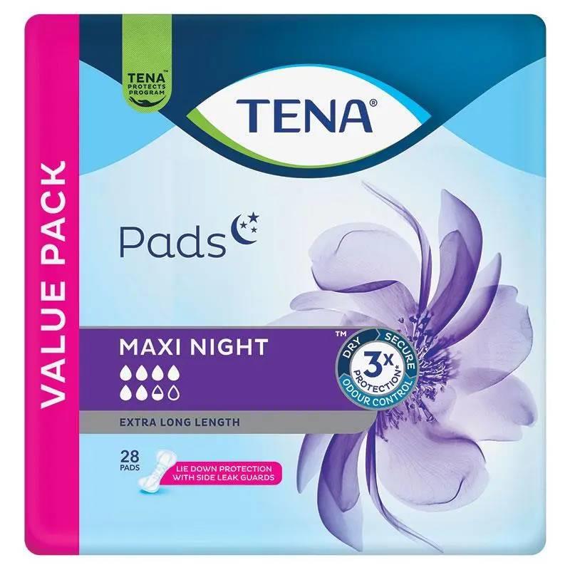 Buy Tena Pads Maxi Night Extra Long Length 28 Pack Online at Chemist ...