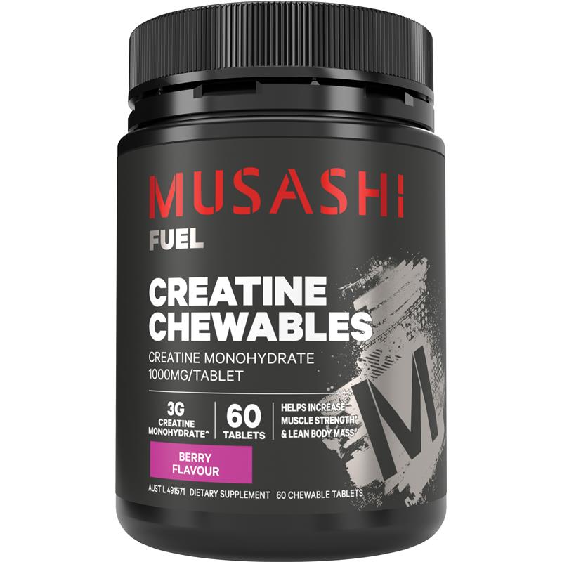 Buy Musashi Fuel Creatine Chewables Berry 60 Tablets Online at Chemist ...