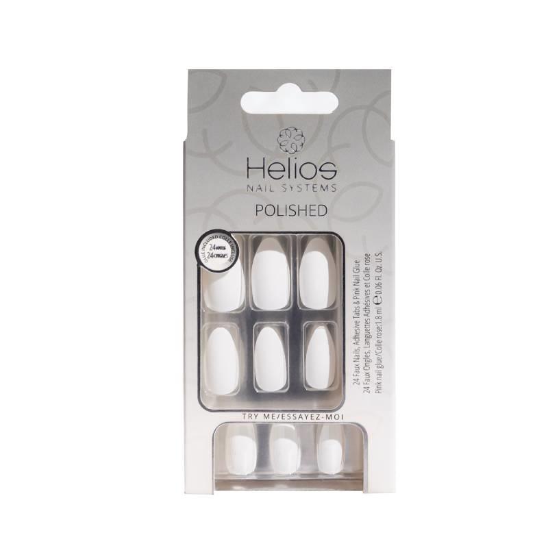 Buy Helios Nails Polished Stiletto White Matte 24 Pack Online at ...