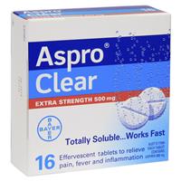 Buy Aspro Clear Extra Strength 16 Tablets Online at Chemist Warehouse®