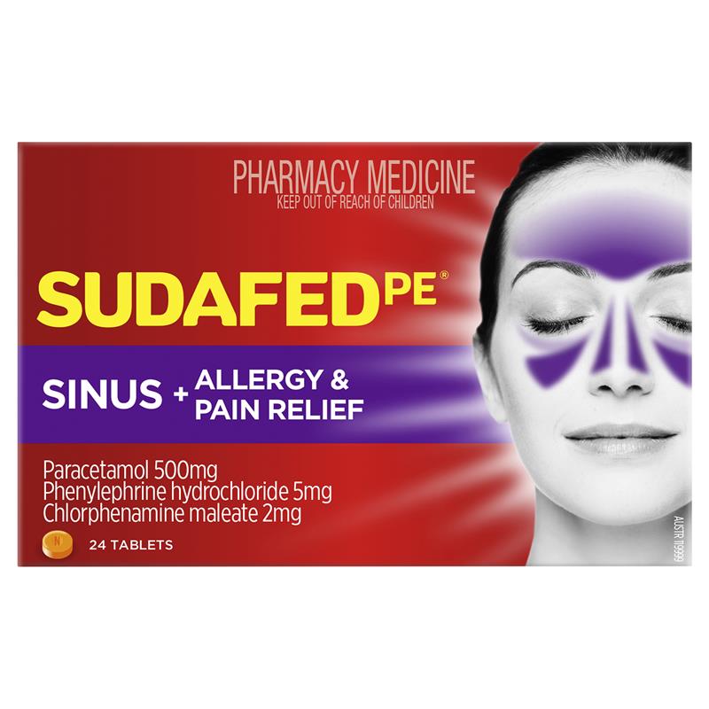 Buy Sudafed PE Sinus & Allergy 24 Tablets Online at Chemist Warehouse®