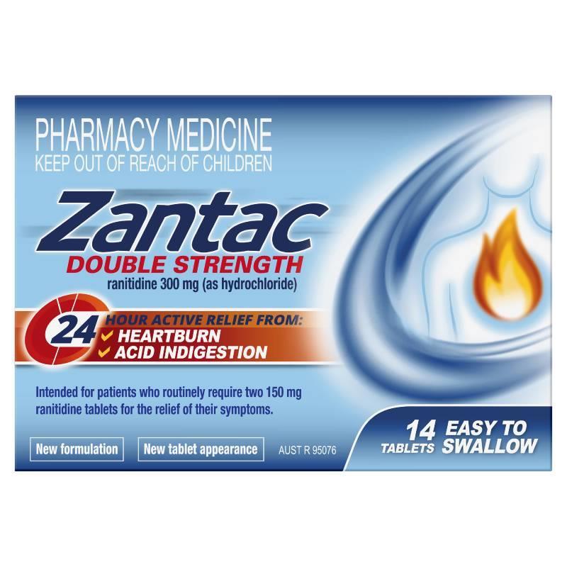 Buy Zantac Double Strength 24 Hour 300mg 14 Tablets Online at Chemist ...