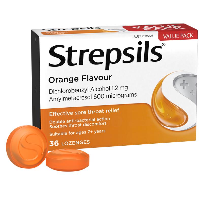 Buy Strepsils Sore Throat Orange Flavour 36 Lozenges Online at Chemist ...