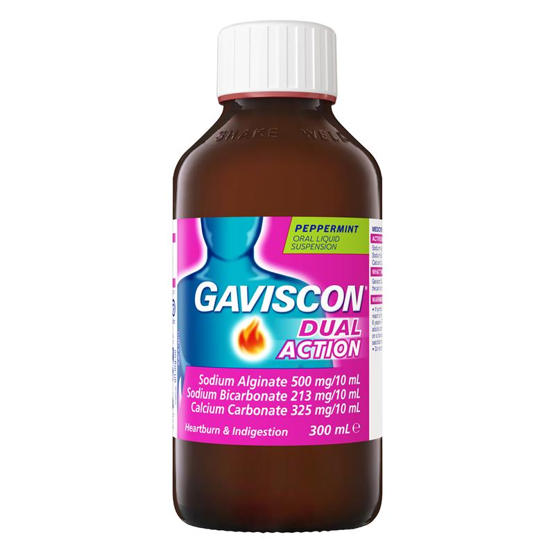Buy Gaviscon Dual Action Liquid Peppermint 300ml Online at Chemist ...