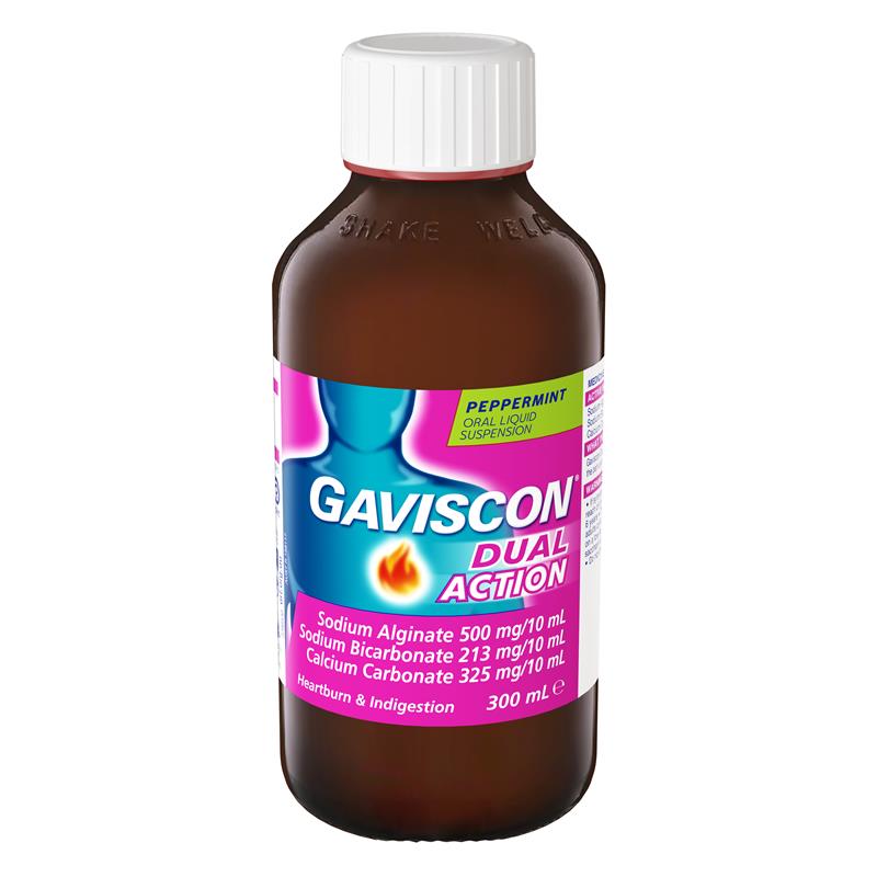 Buy Gaviscon Dual Action Liquid Peppermint 300ml Online at Chemist ...