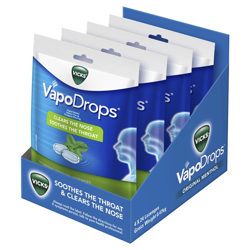 Buy Vicks VapoDrops Original Menthol 24 Lozenges Online at Chemist ...