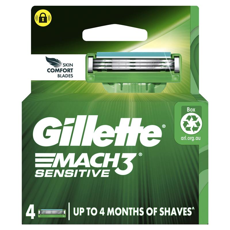 Buy Gillette Mach 3 Sensitive 4 Pack Online at Chemist Warehouse®
