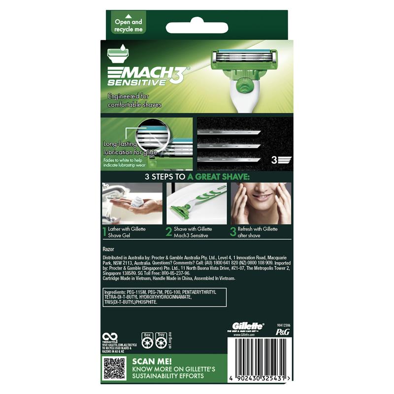 Buy Gillette Mach 3 Sensitive Razor Online at Chemist Warehouse®