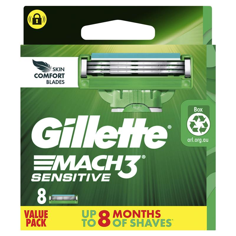 Buy Gillette Mach 3 Sensitive 8 Pack Online at Chemist Warehouse®