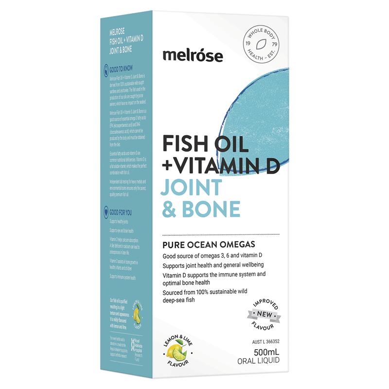 Buy Melrose Omega Fish Oil + Vitamin D Joint & Bone 500ml Online at ...
