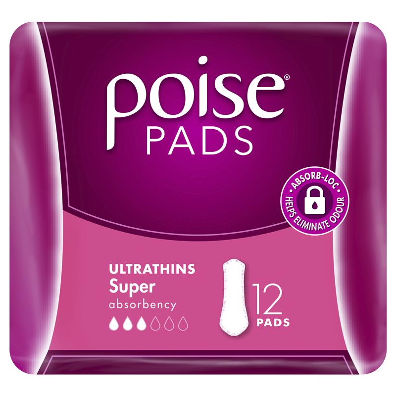 Buy Poise Pads Active Ultrathins Super 12 Pack Online at Chemist Warehouse®