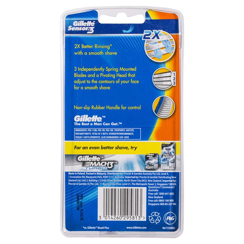 Buy Gillette Sensor 3 Disposables Male 4 Pack Online at Chemist Warehouse®
