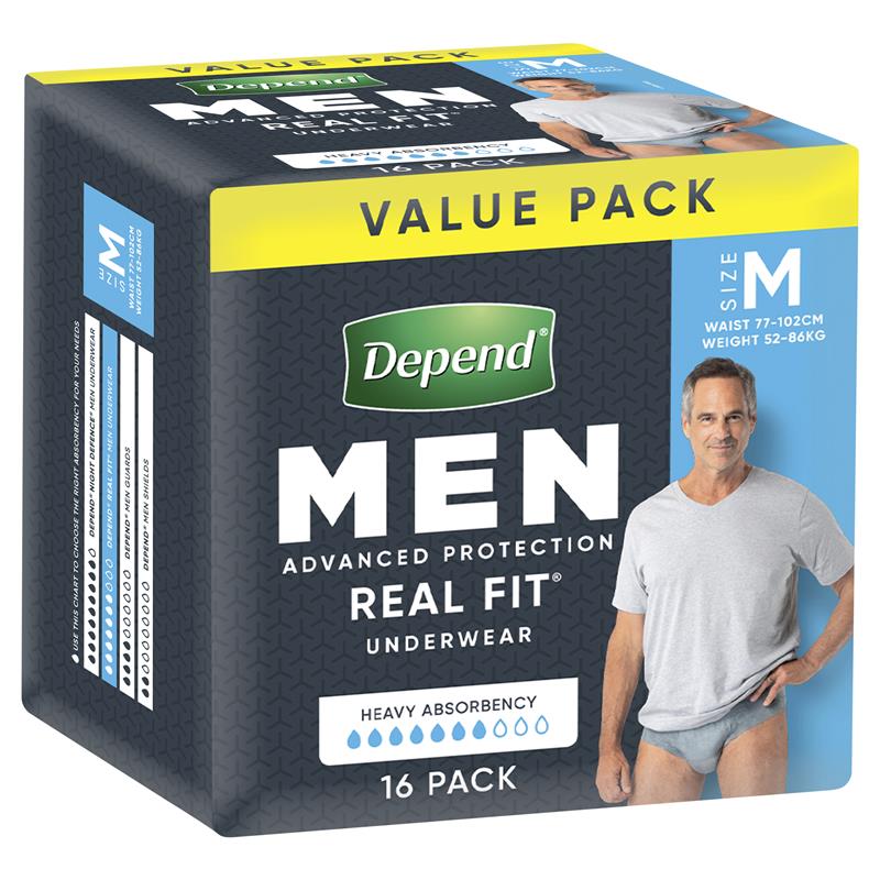 Buy Depend Men Real Fit Underwear Medium 16 Value Pack Online at ...