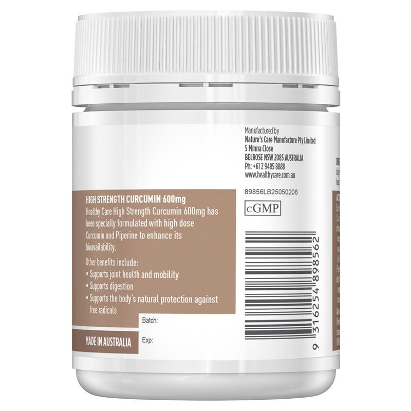 Buy Healthy Care High Strength Curcumin 600mg 60 Tablets Online at ...
