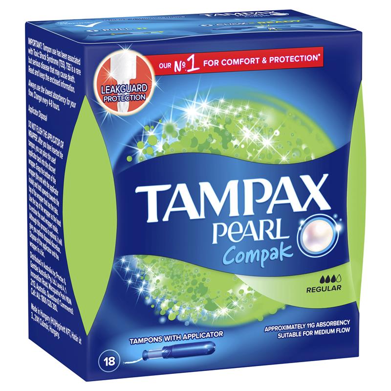 Buy Tampax Compak Pearl Regular 18 Pack Online at Chemist Warehouse®