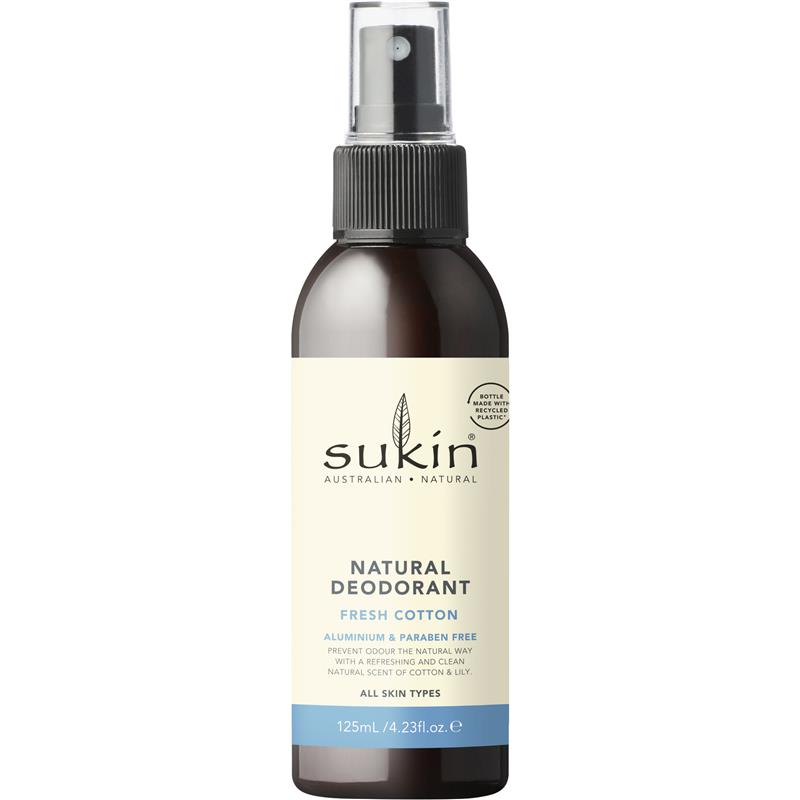 Buy Sukin Natural Deodorant Spray Fresh Cotton Scent 125ml Online at ...