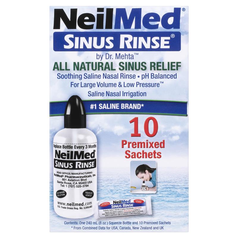 Buy NeilMed Sinus Rinse Kit 240ml Bottle and 10 Premixed Sachets Online ...
