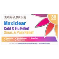 Buy Maxiclear Cold & Flu Sinus & Pain Relief 30 Tablets Online at ...