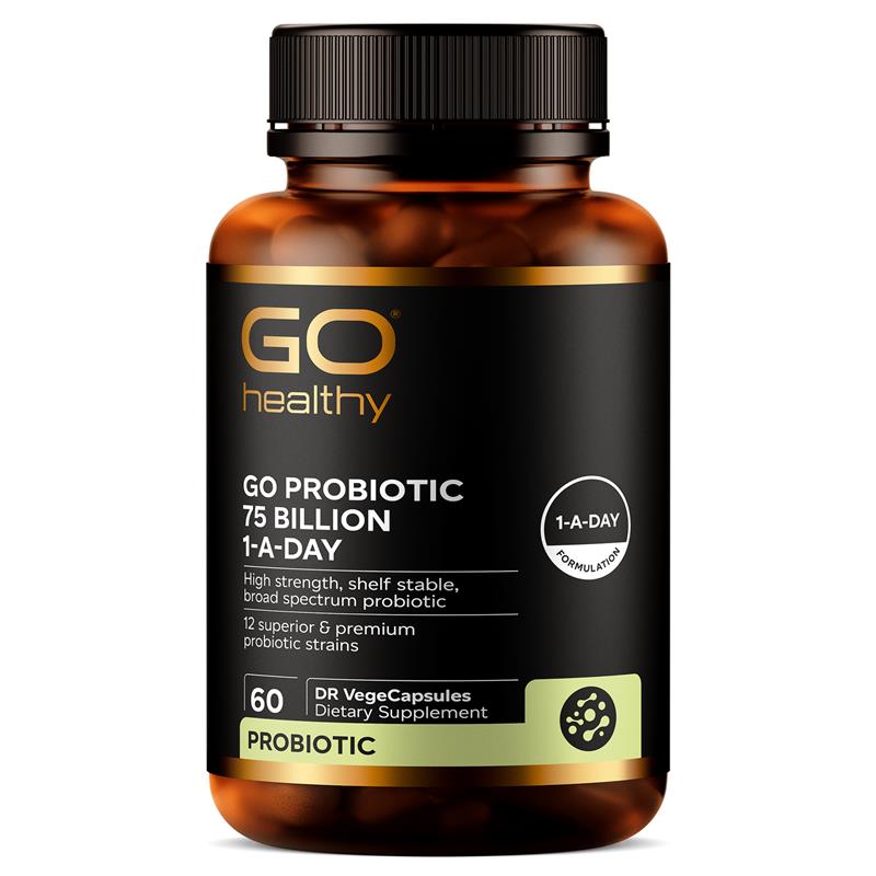 Buy GO Healthy Probiotic 75 Billion 1-A-Day 60 VegeCapsules Online at ...