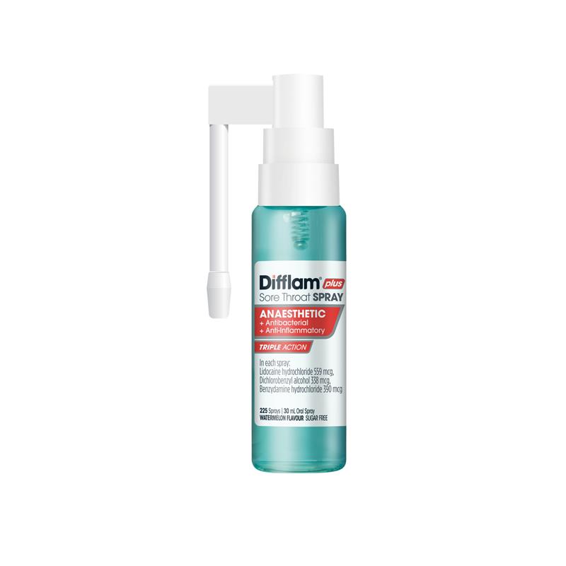 Buy Difflam Plus Sore Throat Anaesthetic Spray Watermelon 30ml Online ...