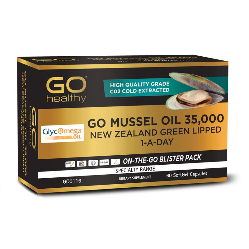 Buy GO Healthy Mussel Oil 35,000mg New Zealand Green Lipped 1-A-Day 60 ...