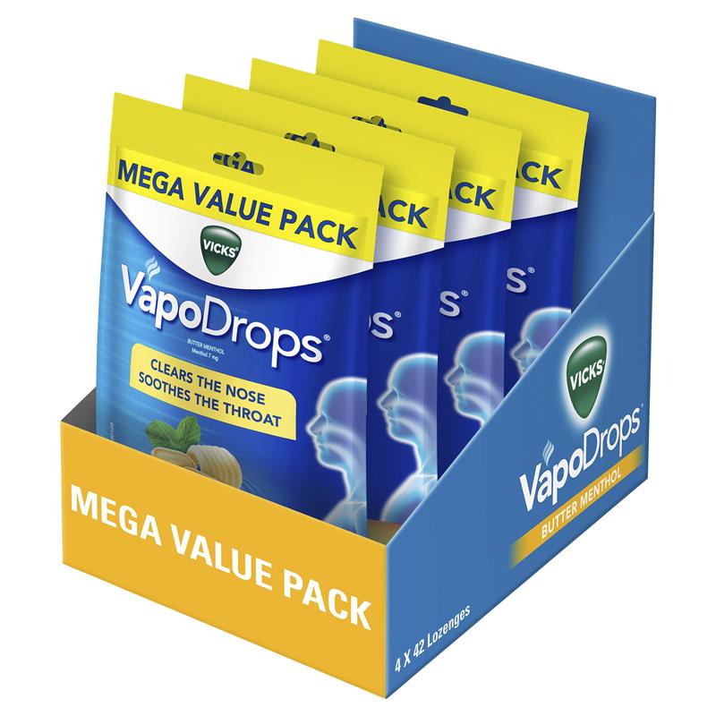 Buy Vicks VapoDrops Butter Menthol 42 Lozenges Online at Chemist Warehouse®