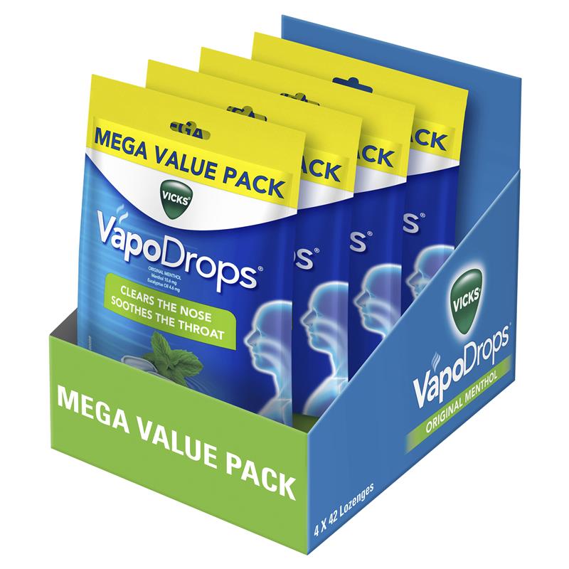 Buy Vicks VapoDrops Original Menthol 42 Lozenges Online at Chemist ...