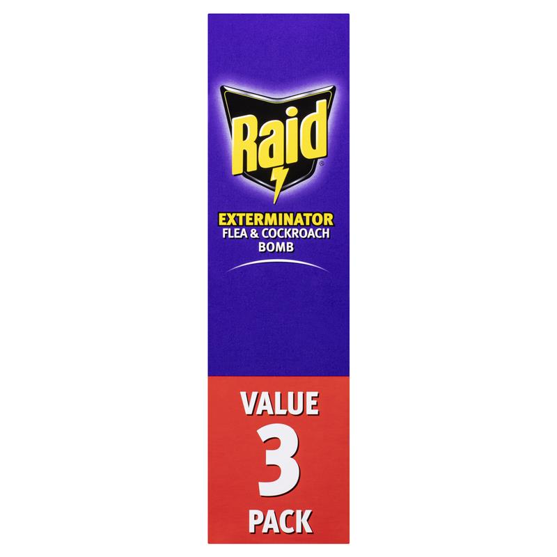 Buy Raid Exterminator Flea & Cockroach Bomb 3 Pack Online at Chemist ...