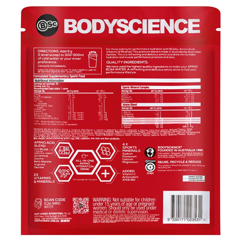 Buy BSc BCAA Amino Water Super Berry 270g Online at Chemist Warehouse®